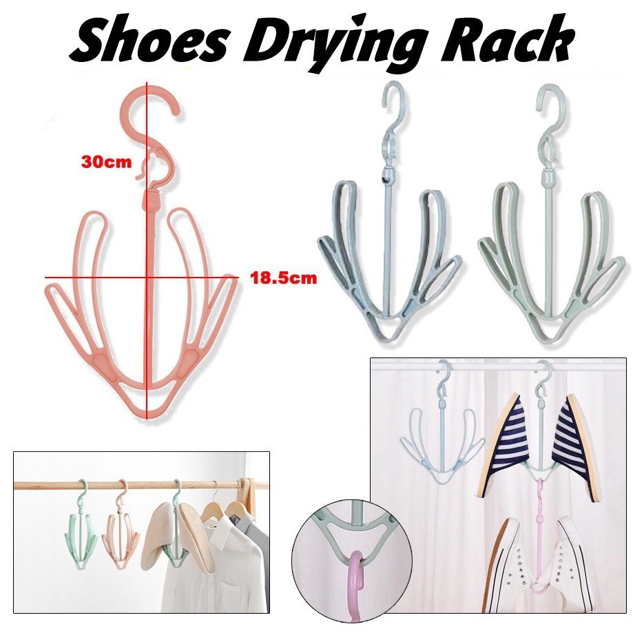 360° Balcony Shoe Drying Rack Hook Multi-functional Shoe Hanger ...