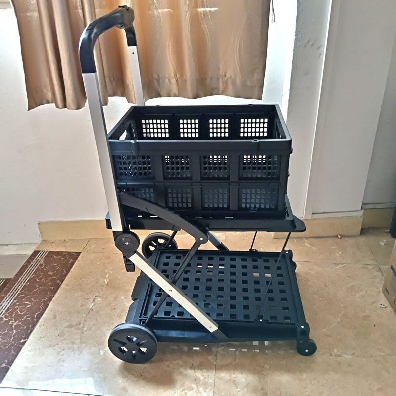 Ready stock🔥Office Double Layer Folding Cart Portable School Restaurant ...