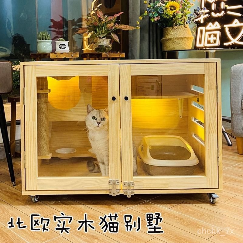 Solid Wood Cat Villa Cat Villa Cat House Cat Cabinet Cat Cage Solid