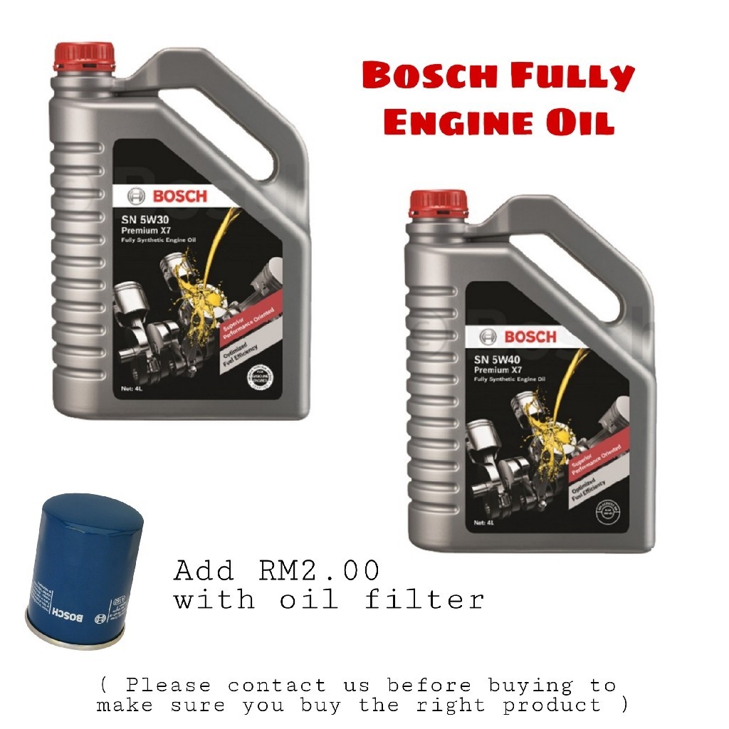 BOSCH SN 5W40 / 5W30 Premium X7 Fully Synthetic Gasoline Engine Oil ...