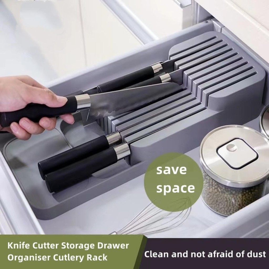[SG SELLER LOCAL STOCK] 2 Tiers Kitchen Knife Cutter Storage Drawer ...