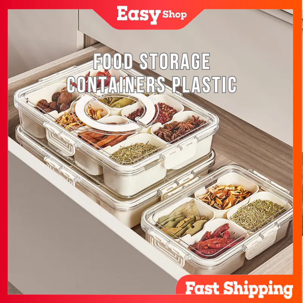 EASY Food Storage Containers Stackable Refrigerator Organizer Bins with ...