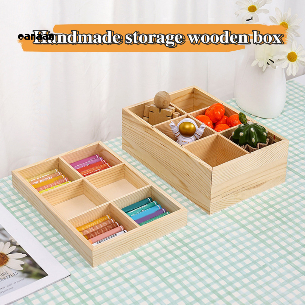 canaan| Handmade Wooden Storage Box Multi-zone Partitioned Storage Box ...