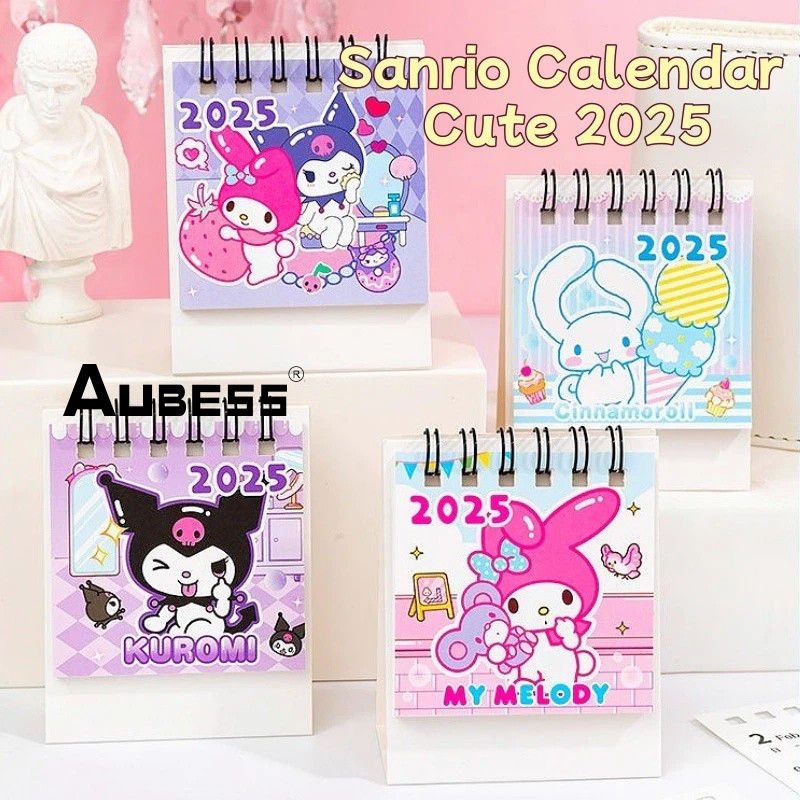 Mini Calendar 2025 Kuromi Melody Cinnamoroll Table Calender Kalendar ...