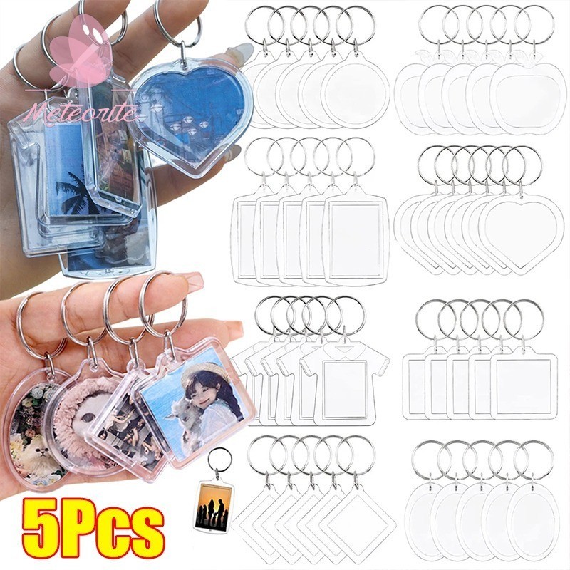 1/3/5Pcs Blank Acrylic Picture Keychain DIY Clear Insert Photo Split ...
