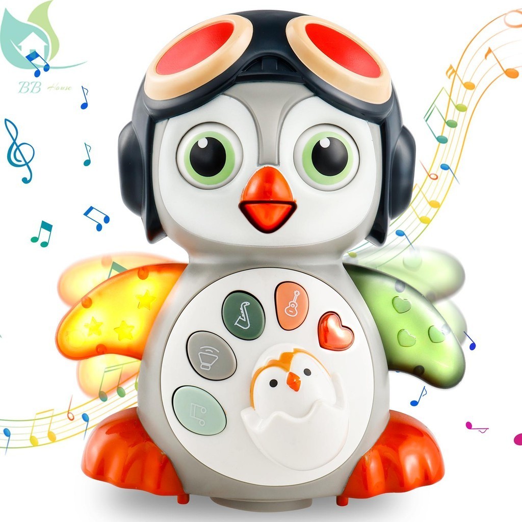 Baby Musical Penguin Toys Light Up Crawling Walking Penguin Toys Tummy ...