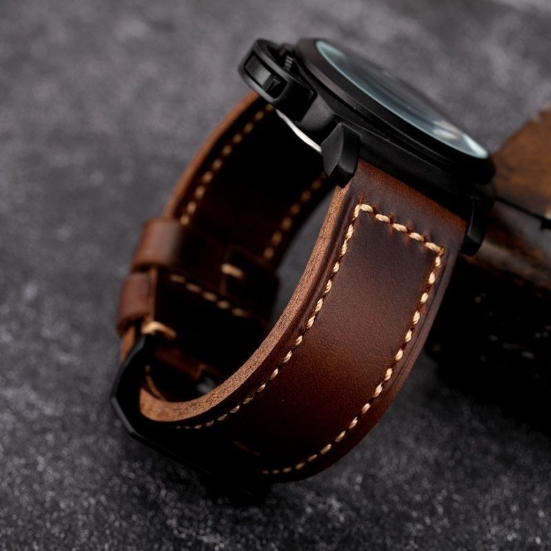 PAM Panerai leather watch strap male handmade strap Panerai watch 18 19 ...