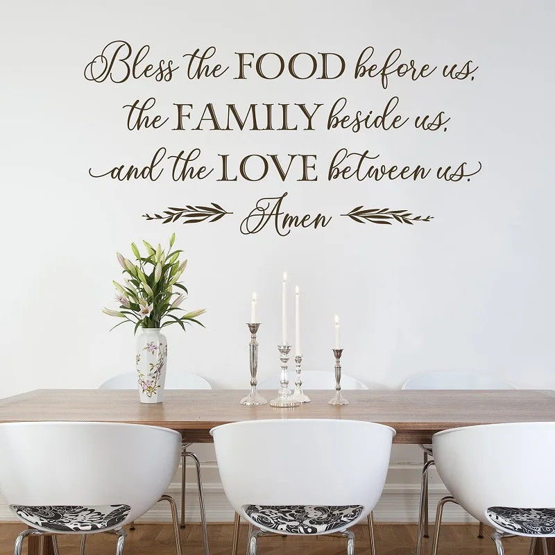 Home Decoration Bless the Food Love Family before Us Vinyl Wall Sticker ...