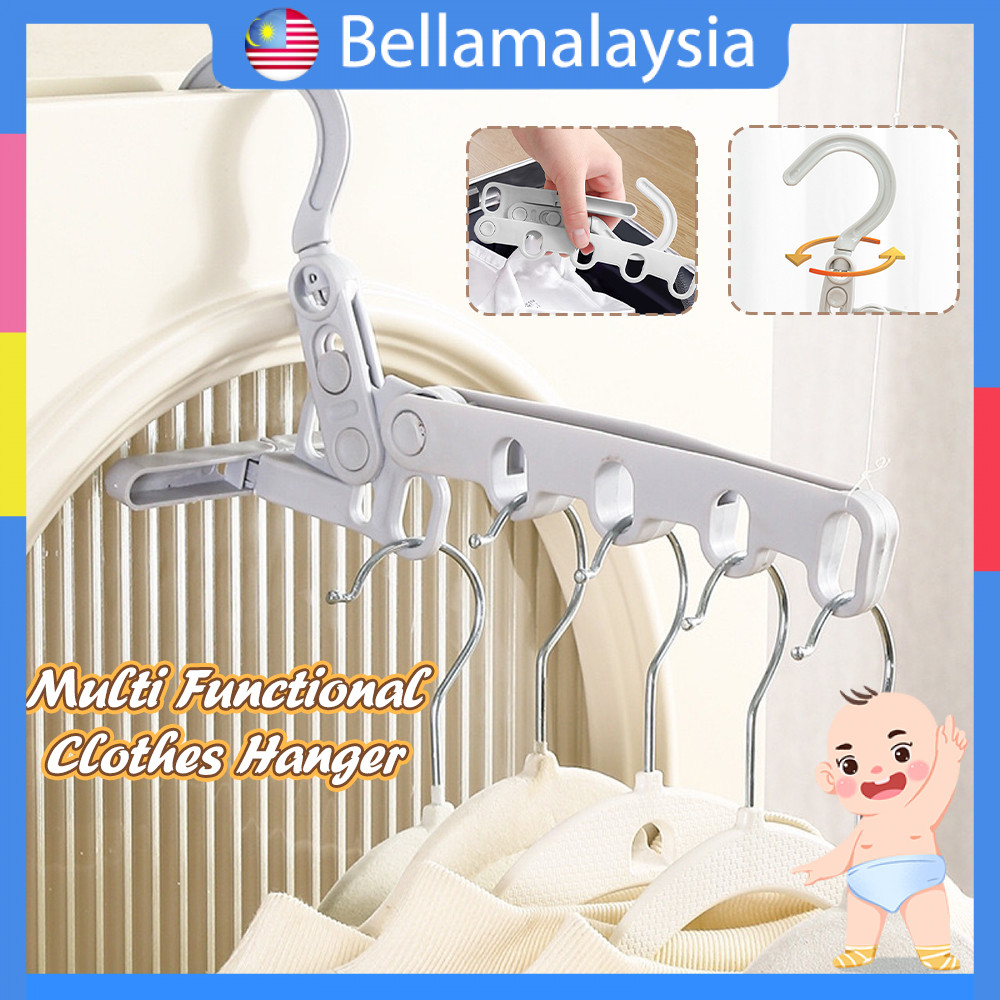 Bella 5 Holes Folding Clothes Hanger Clothes Drying Rack Heavy-Duty ...