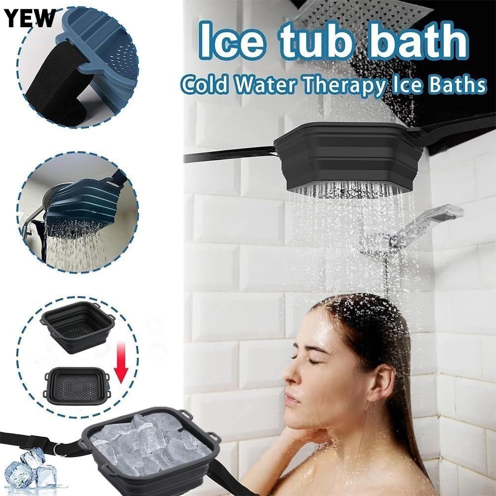 YEW Ice Bath Barrel, Silicone Foldable Ice Bath Tub Bucket, Portable ...