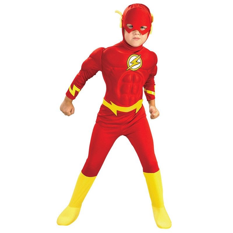 Children's Superhero Muscle Outfit Flash Halloween Dress up Boy Cartoon ...