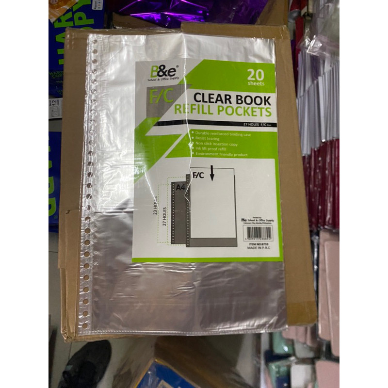 CLEAR BOOK REFILL POCKETS 20 SHEETS SIZE :LONG(FC) | Shopee Singapore