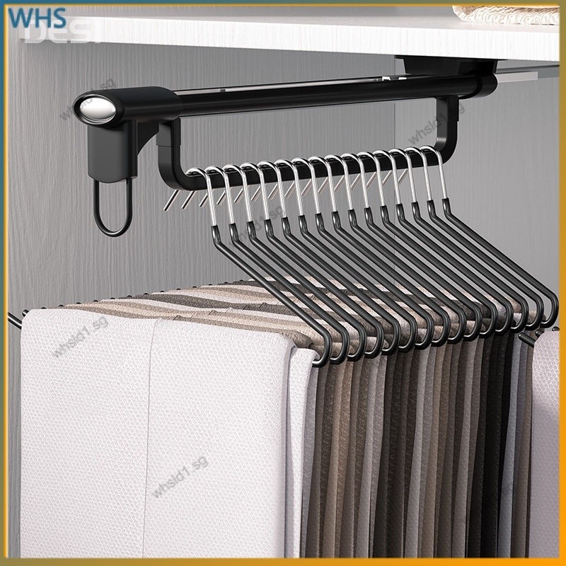 Pull-out trouser rack closet built-in multifunctional telescopic slide ...