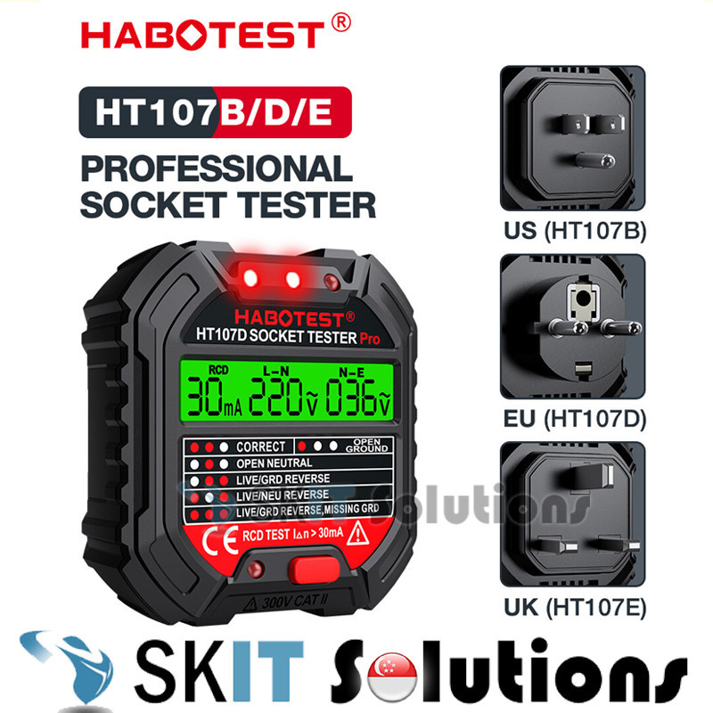 Habotest HT107 Socket Tester Pro Voltage Test RCD 30mA Detector UK Plug ...