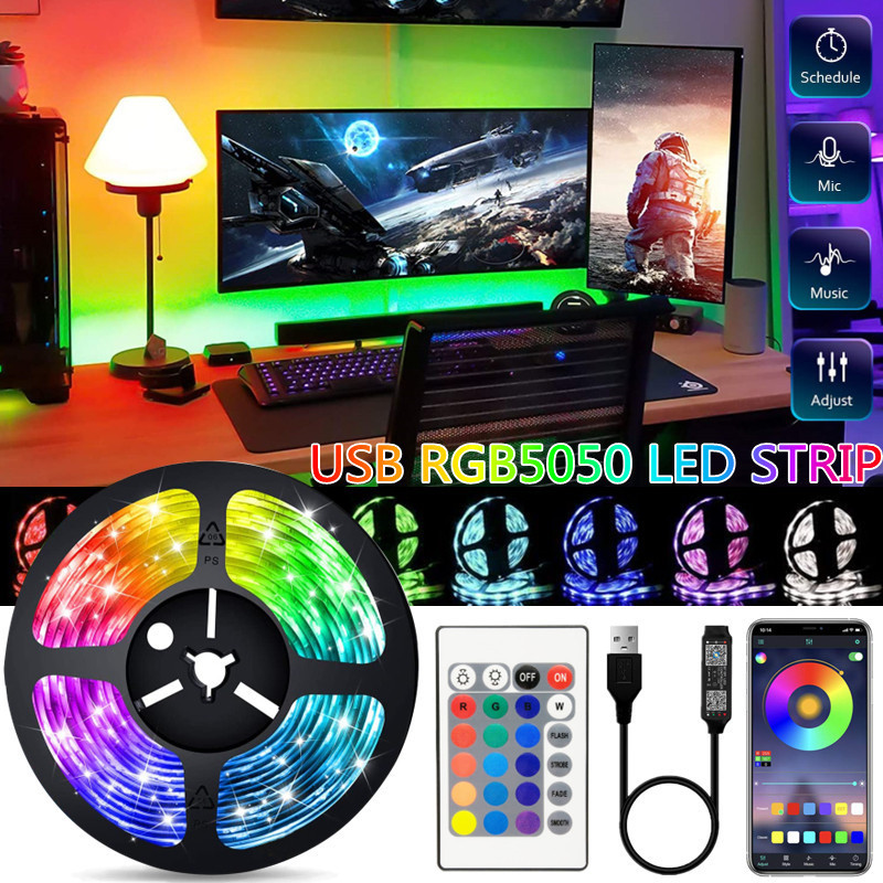 Smart LED Strip Lights 5M RGB USB 5050 LED Light Bluetooth APP Fairy ...