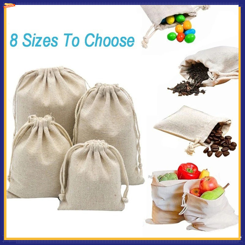 Reusable Handmade Drawstring Pouch Linen Pouch Eco-friendly Portable ...