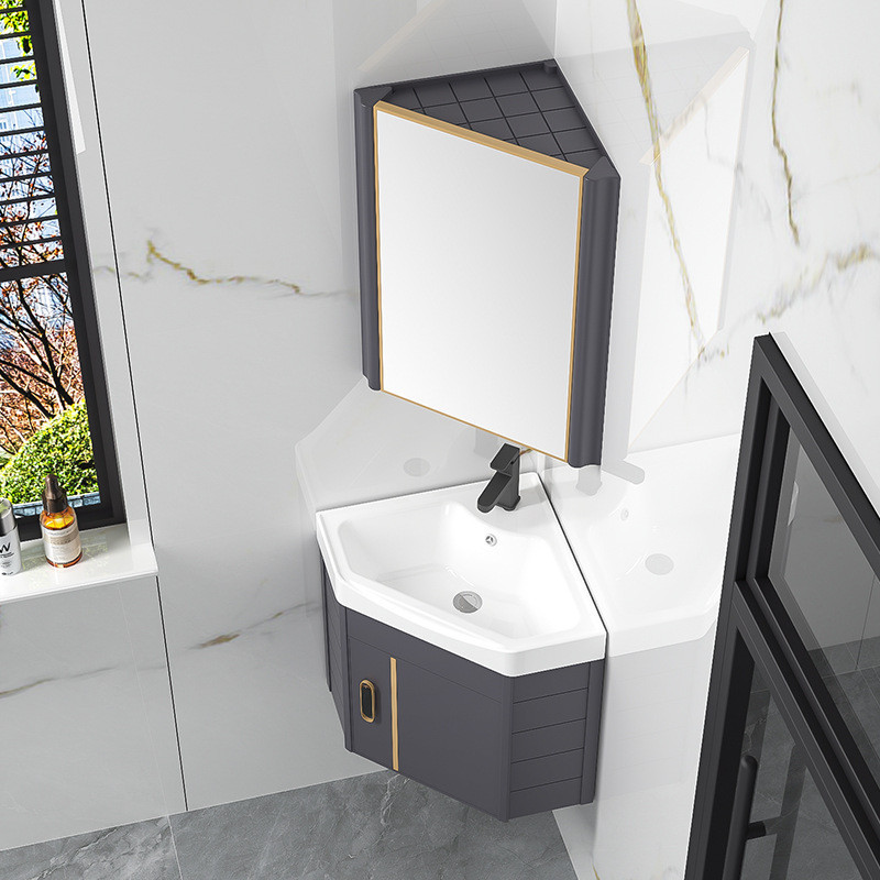[Sg Sellers]Bathroom Mirror Triangle Wash Basin Cabinet Combination ...