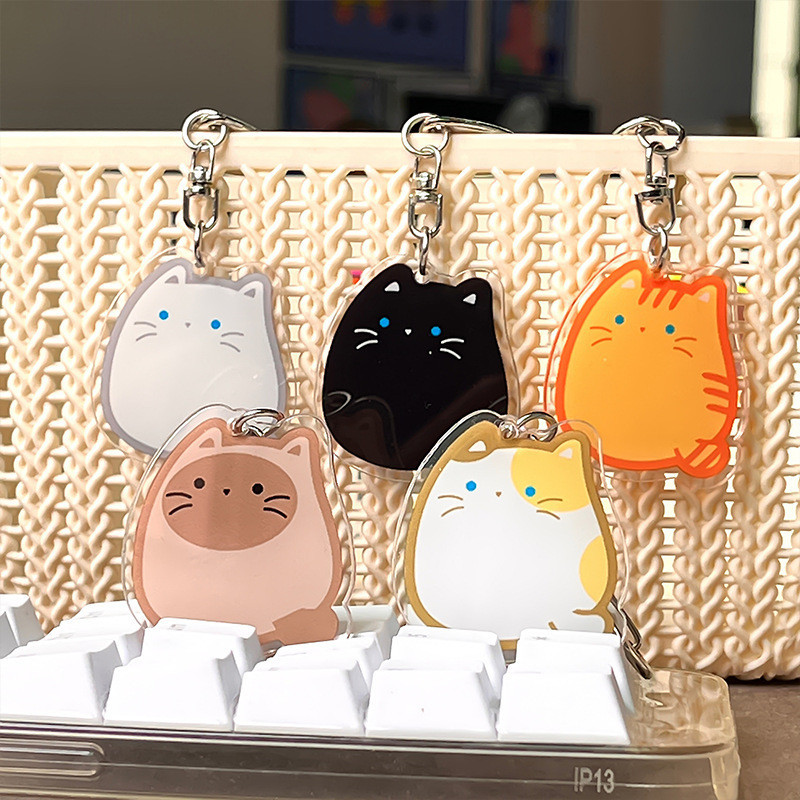 Cute Cat Acrylic Keychains Cartoon Colorful Keyring Funny Backpage ...