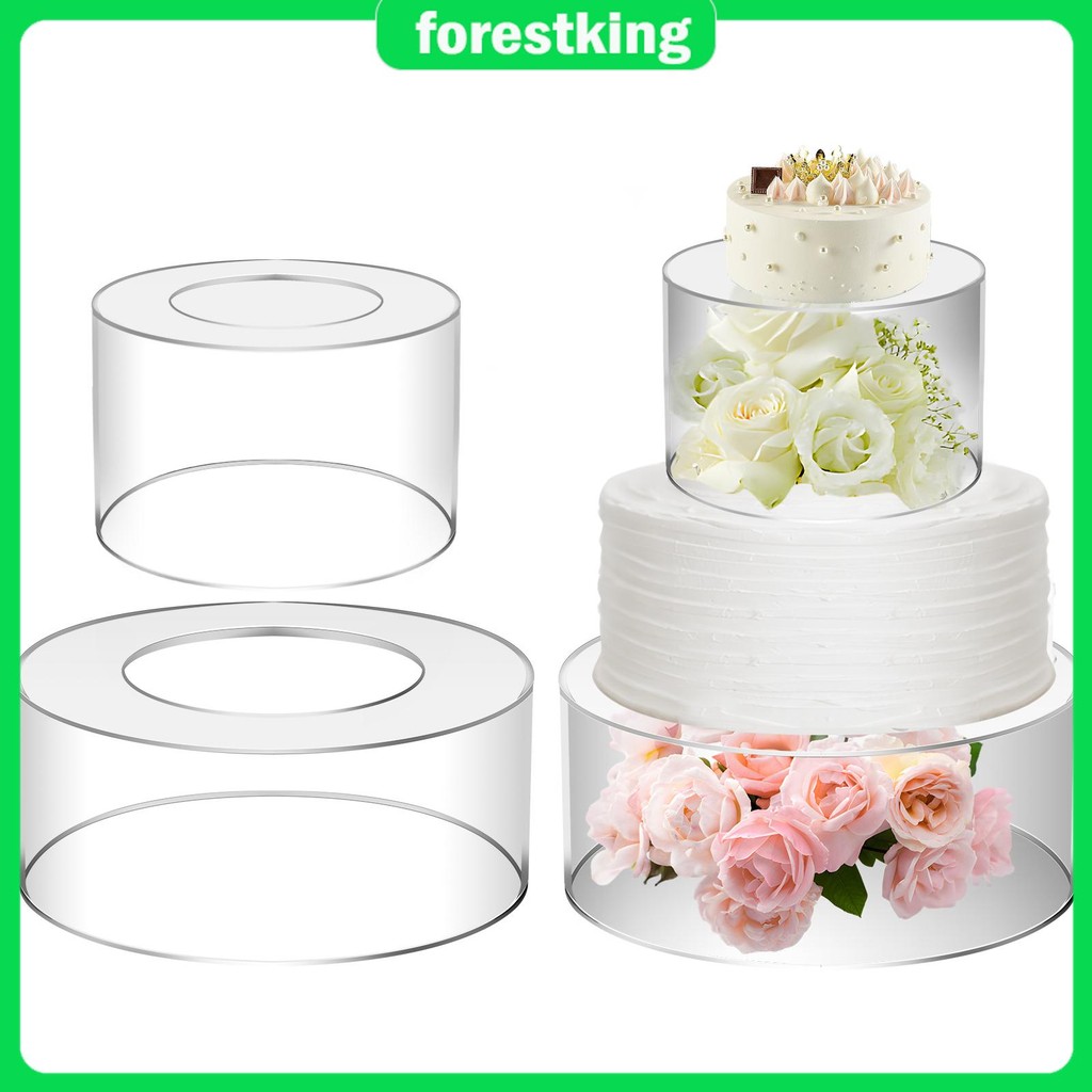 2 Pcs Acrylic Cake Stand Fillable Cake Risers 6/10 Inch Clear Cake Tier ...