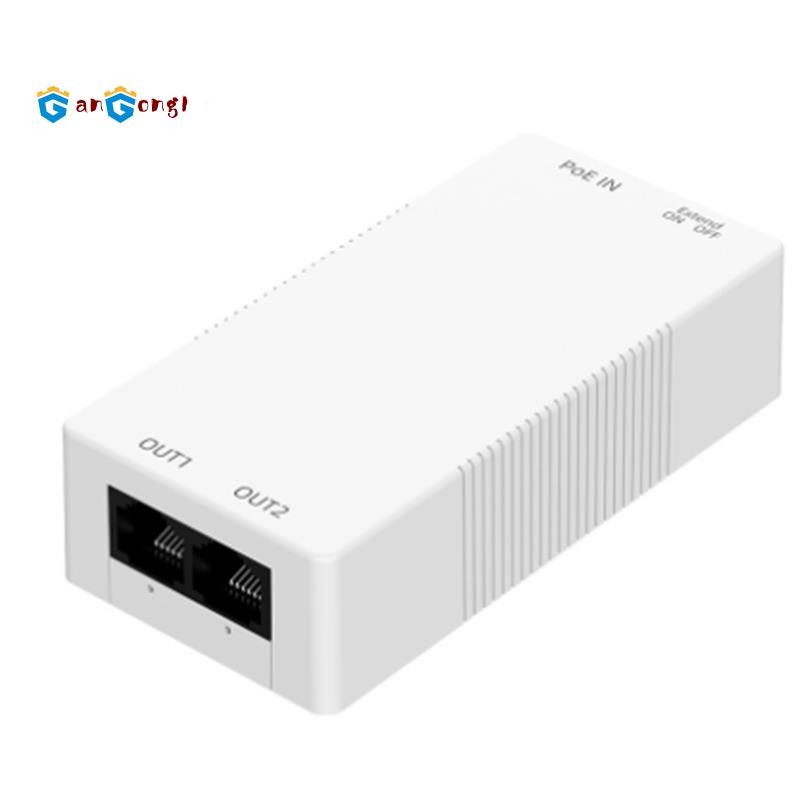 2 Port Gigabit POE Repeater 1 to 2 PoE Extender with IEEE802.3af/At Lighting Protection ...