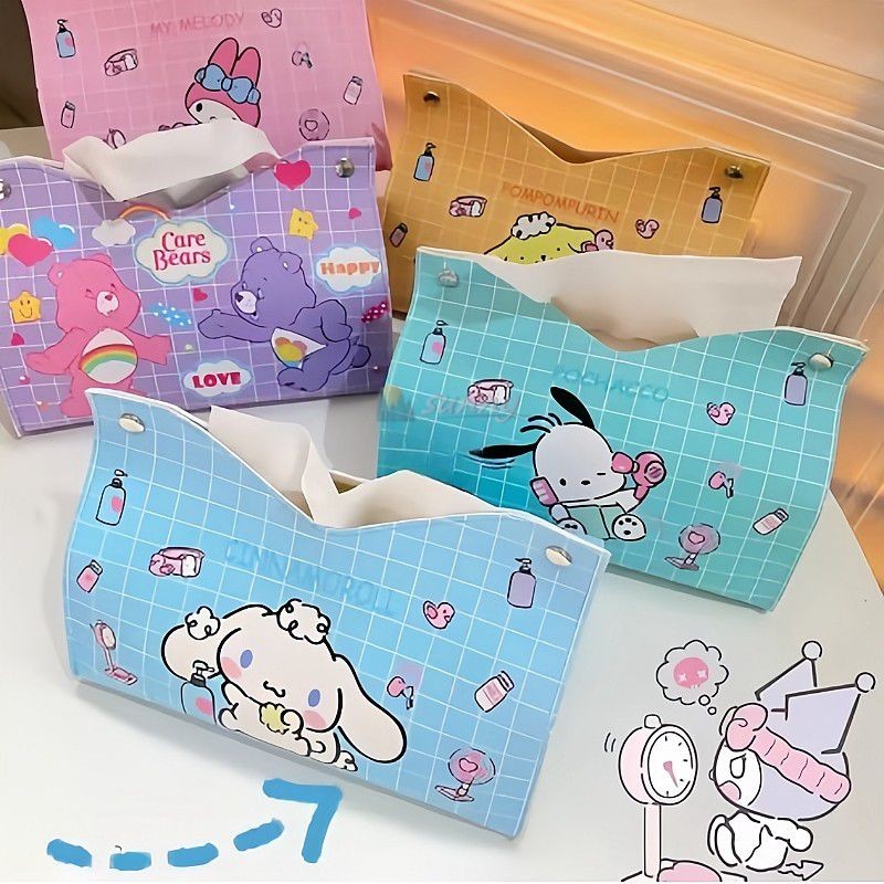 ⚡ Sanrio Tissue Case Anime Hello Kitty Tissue Bag Kuromi Pu Leather ...
