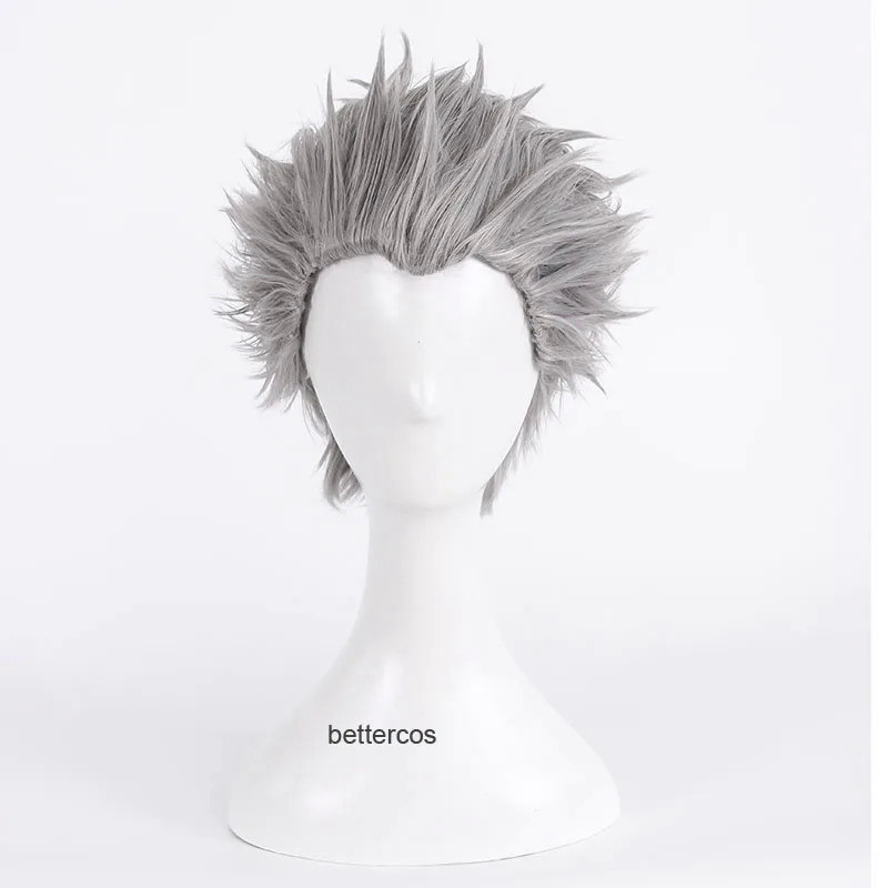 Vergil Cosplay Wig Short Silver Grey Slicked-back Hair Heat Resistant ...