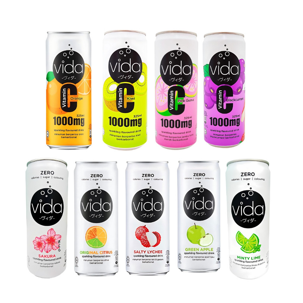[Bundle of 24] VIDA Zero VIDA C 325ml - Refreshing Sparkling Drink with ...