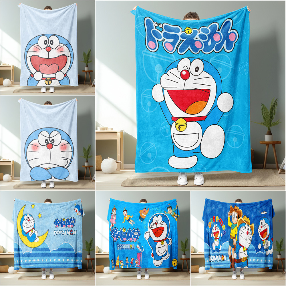 Cute Cartoon Doraemon Flannel Blanket One Side Printing Flannel Blanket ...