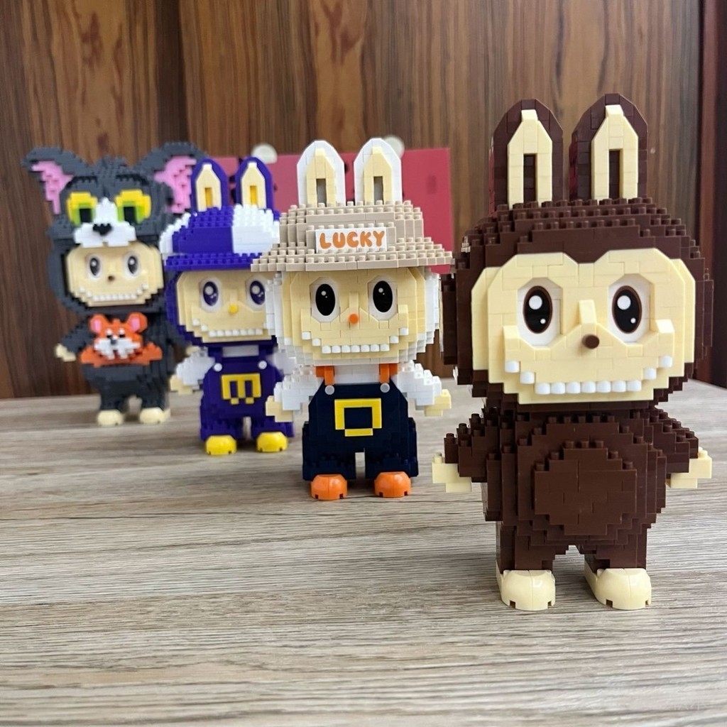Cute PopMart The Monsters Labubu Figure Building Blocks DIY Model Anime ...