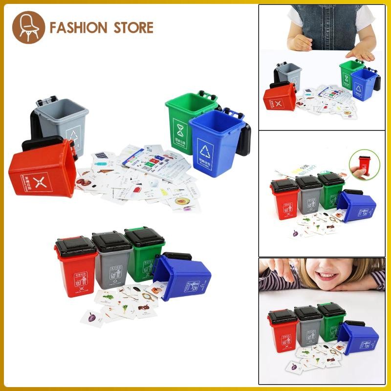 [Wishshopeelq] Mini Garbage Can Sorting Toy Educational 4 Trash Cans ...