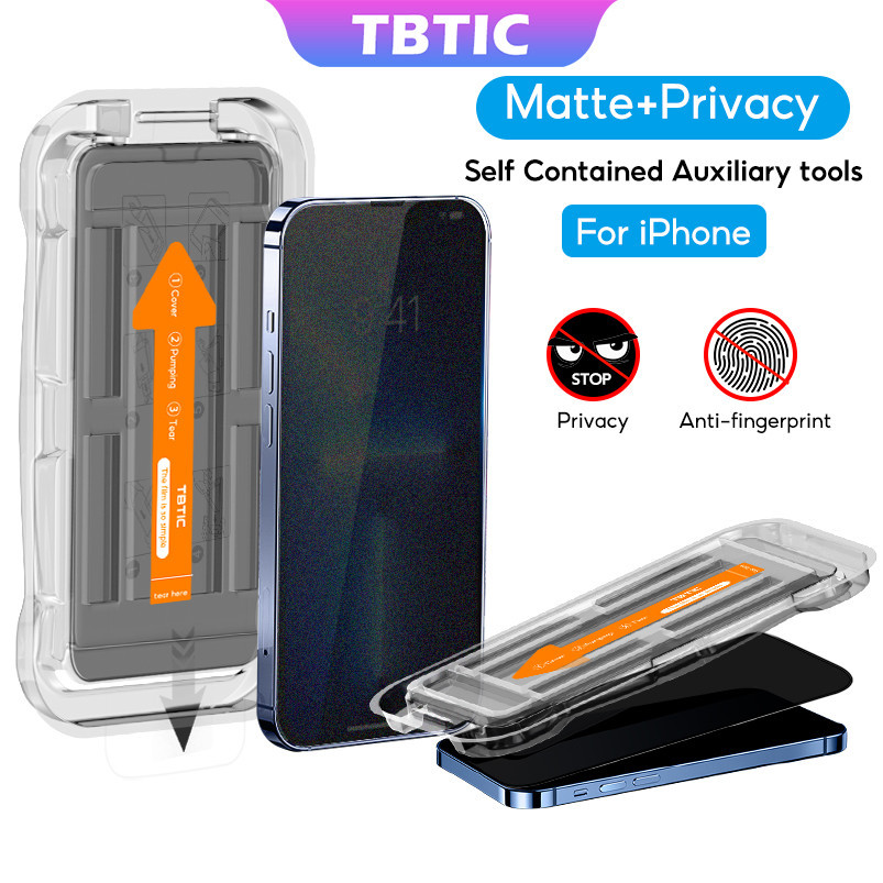 TBTIC Privacy Matte Tempered Screen Protector For iPhone 16 15 14 Plus 13 12 11ProMax XR X XS ...