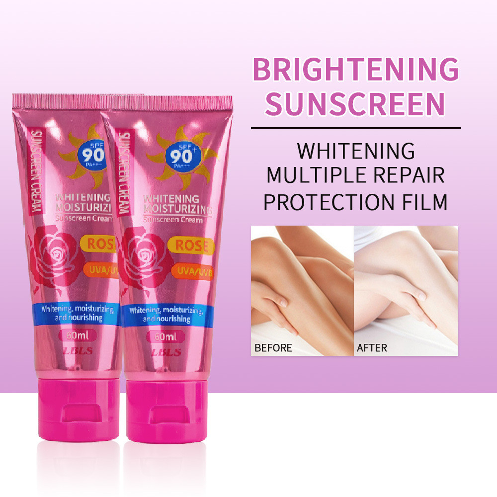 Rose SPF90+ PA+++ Sunscreen Cream High Protection UV+ KISS Whitening Tinted Sunblock 60g ...