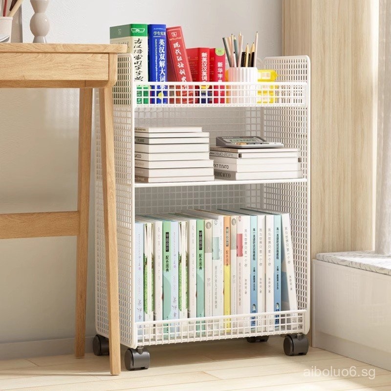 Small Bookshelf Beside Desk Mobile Book Box Floor Storage Rack Under ...