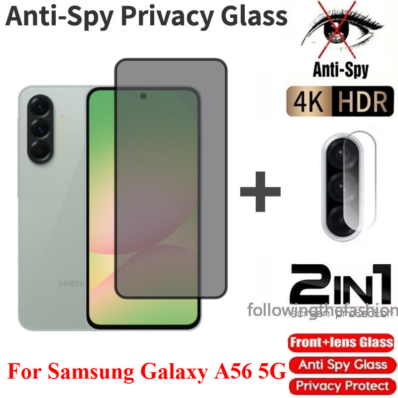 Full Cover Curved Screen Private Tempered Glass For Samsung Galaxy A56 ...