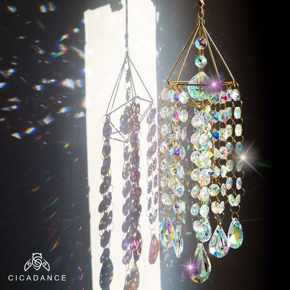 Colorful Crystal Wind Chime Catch Sunlight Rainbow Chaser Hanging Drop ...