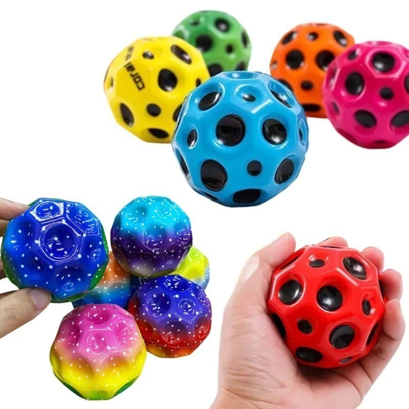 High Resilience Hole Ball Soft Bouncy Ball Anti-fall Moon Shape Porous ...