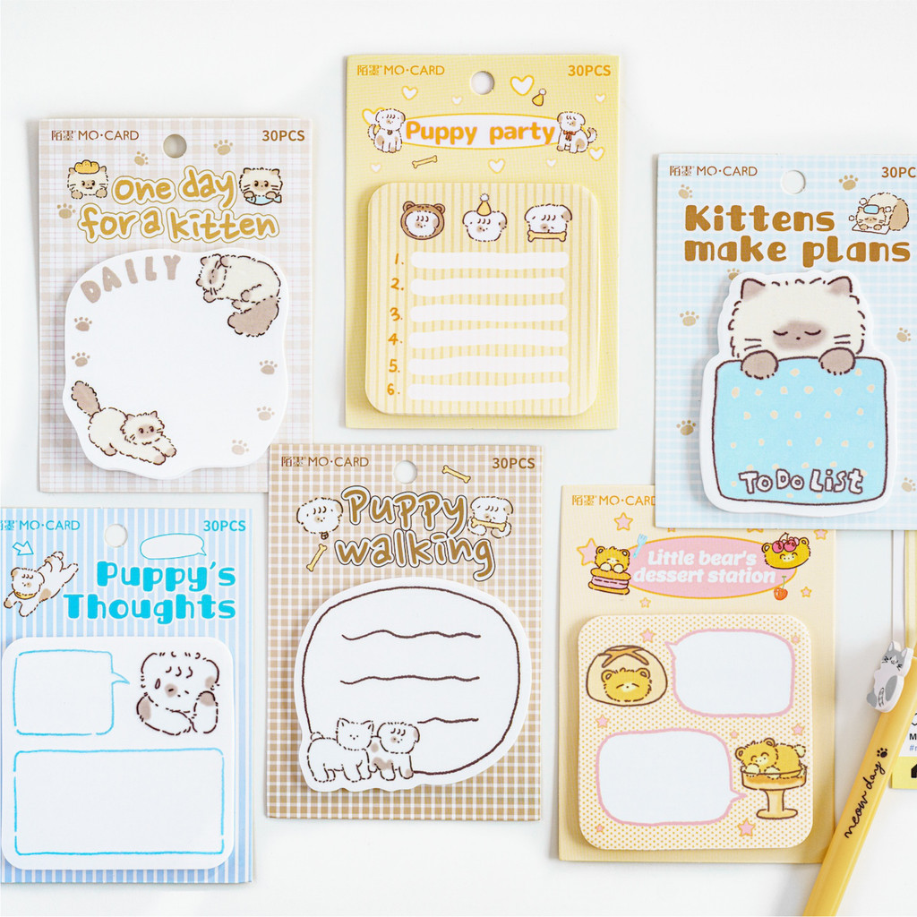 30 Pcs/pack Cartoon Animal Sticky Notes Cute Cartoon Memo Sticky Note ...