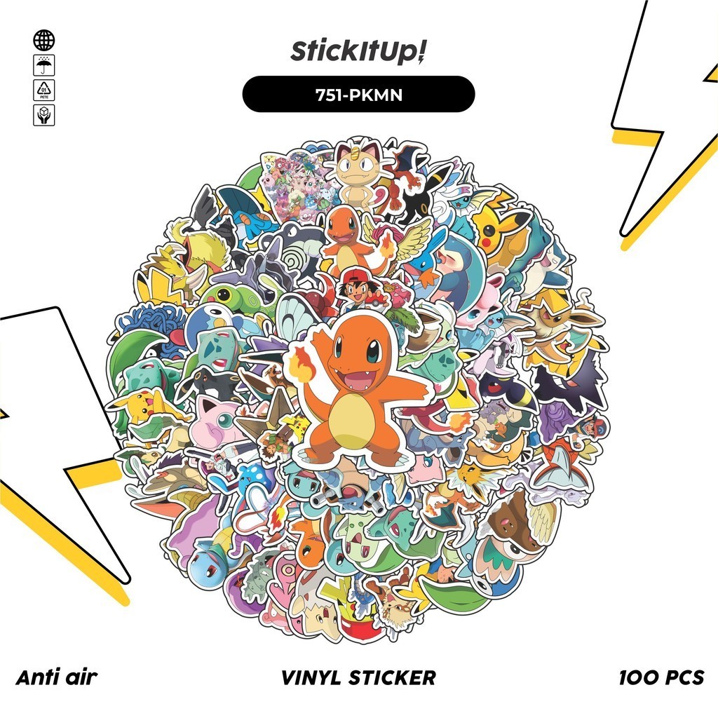 HP 100 Pcs Cute Pokemon V3 Sticker Pack Aesthetic Vinyl Waterproof for ...