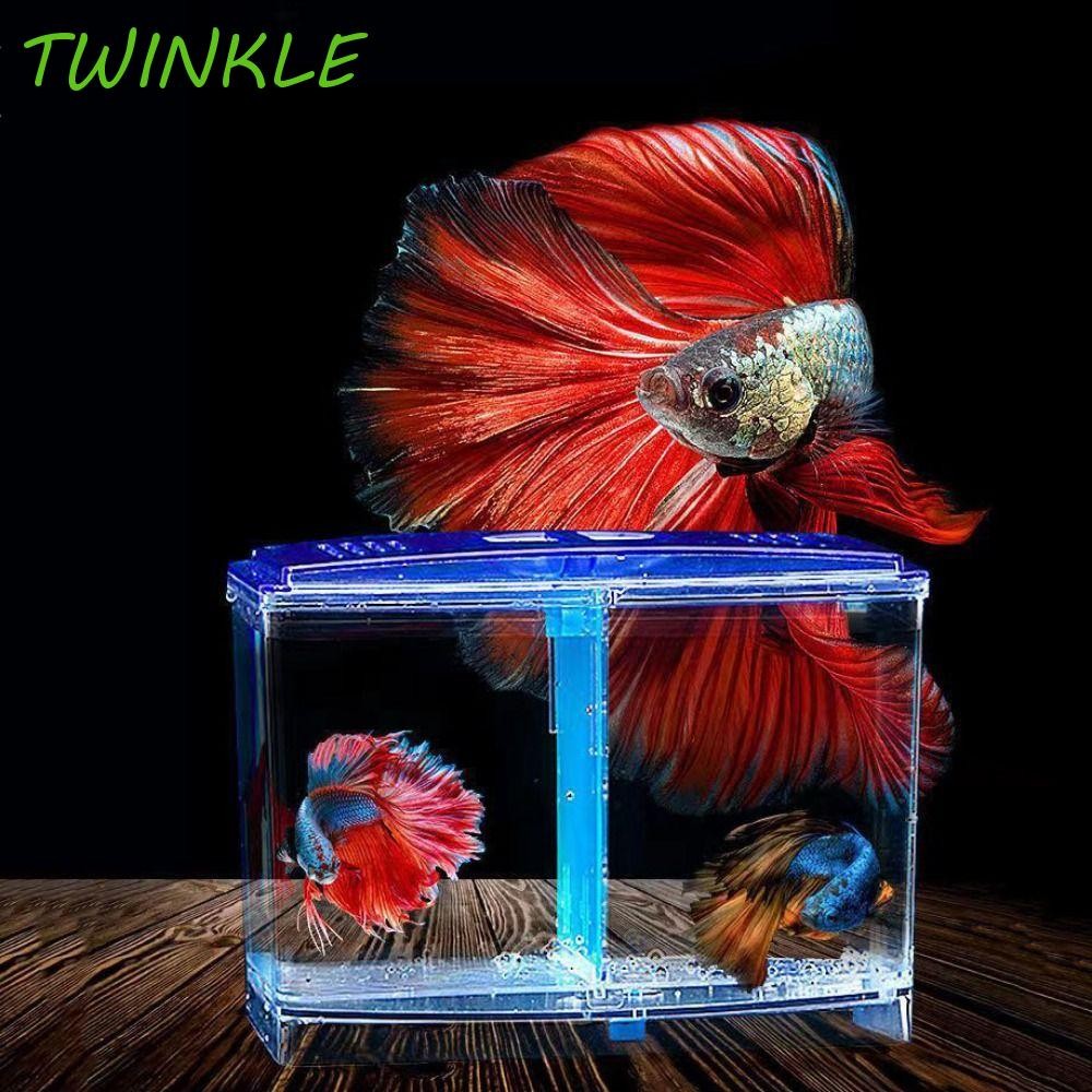 TWINKLE1 Betta Fish Tank, Plastic with Water Grass Double-grid Betta ...