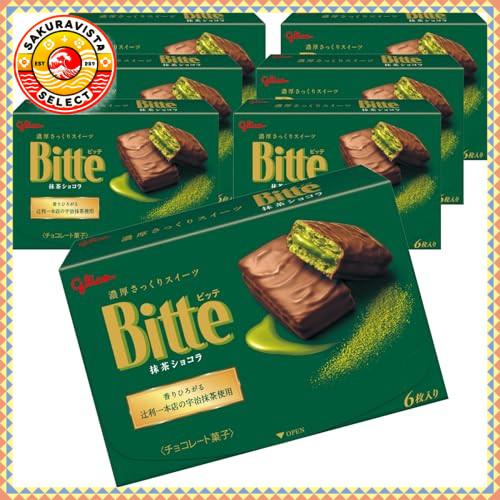 【Direct from Japan】Ezaki Glico Bitte Matcha Chocolate 6 Pieces x 7 ...