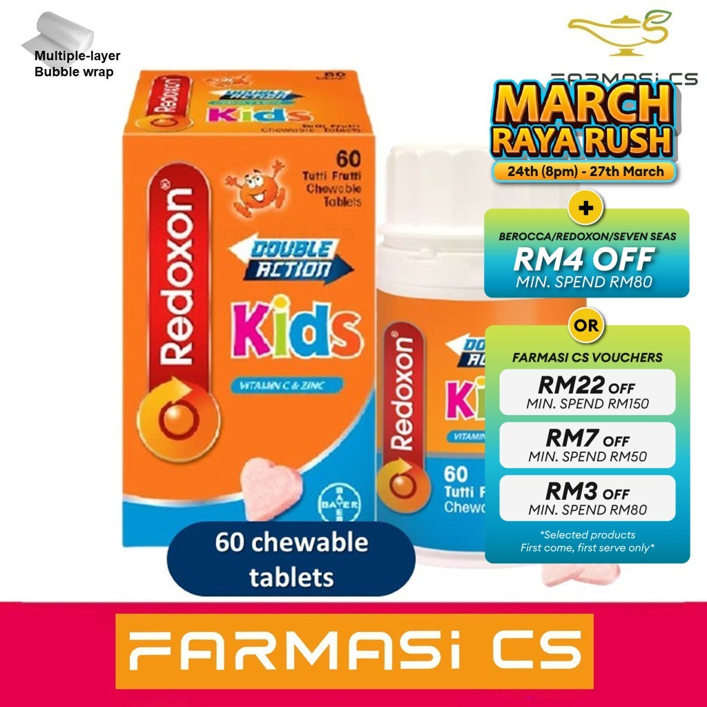 Redoxon Double Action Kids Vitamin C & Zinc 60 Chewable Tablets EXP:06/ ...