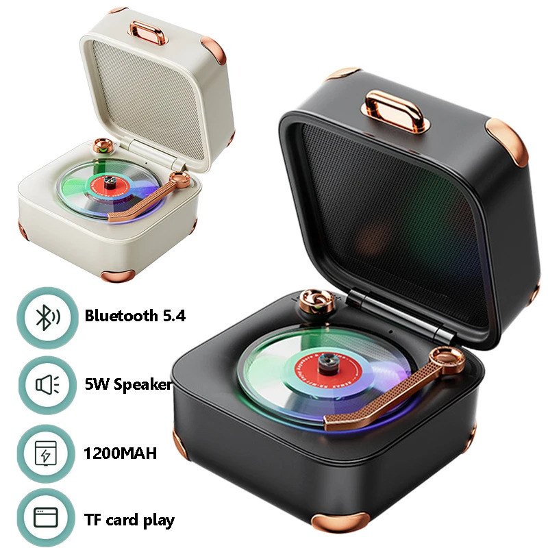 Mini Classic Vintage Bluetooth Speaker Retro Hifi Music Box Vinyl ...