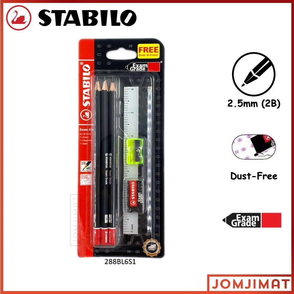 Stabilo Exam Grade 2B Pencil Set 288BL6S1 / Exam Set / Blister Pack ...