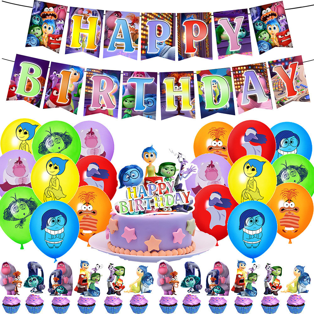Inside Out 2 Animation Theme Party Needs Decoration Cute Cartoon Joy ...