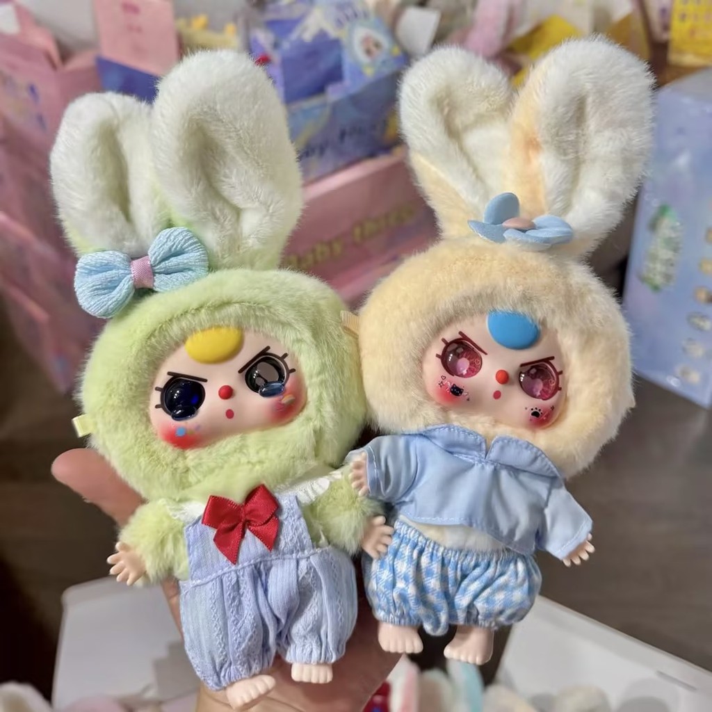 Cute Baby Three Blind Box Creative Macaroon Bunny Vinyl Face Plush Doll ...