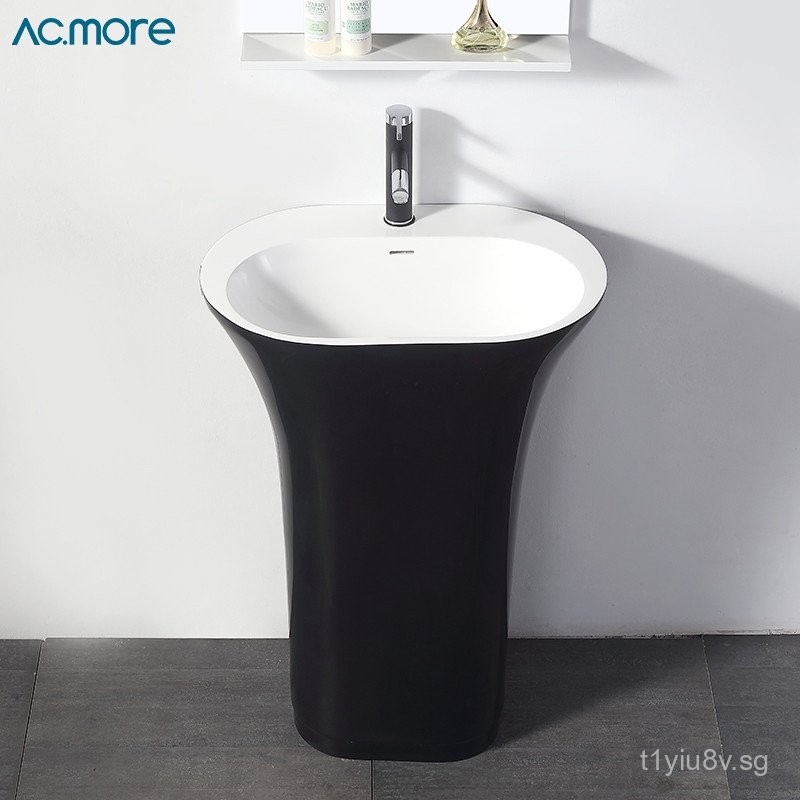 acmore Bathroom Pedestal Wash Basin Integrated Countertop Basin Balcony Floor-Standing Pedestal ...