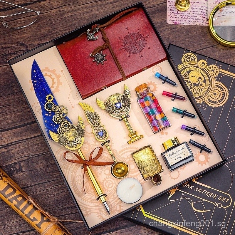 Vintage British Mechanical Fire Paint Feather Pen Suit Writing Practice ...