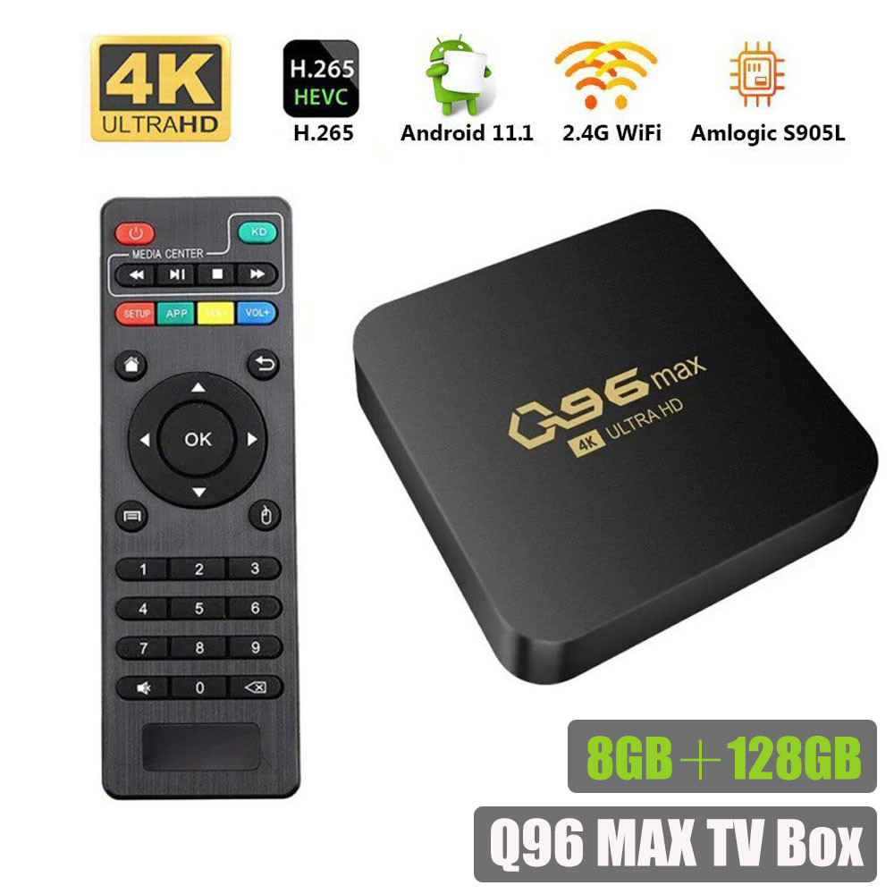 Android TV Box Q96 MAX 8+128GB UK Plug 4k Android TVBOX H.265 Media ...
