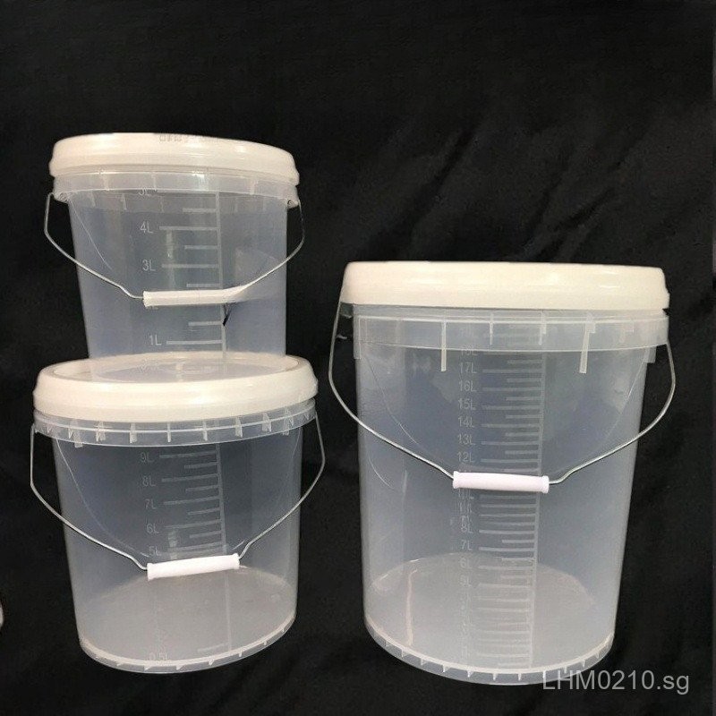 Plastic Bucket with Lid, Transparent Measuring Water Bucket ...