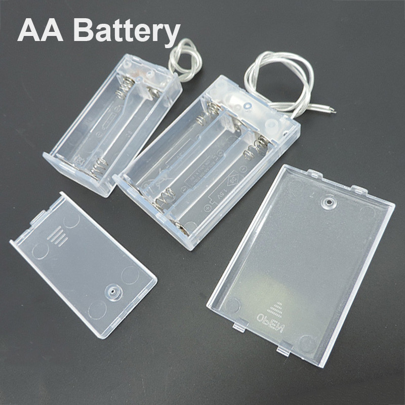 Battery Holder Box Case with Switch 2AA 3AA 3xAA Transparent white 3V 4 ...